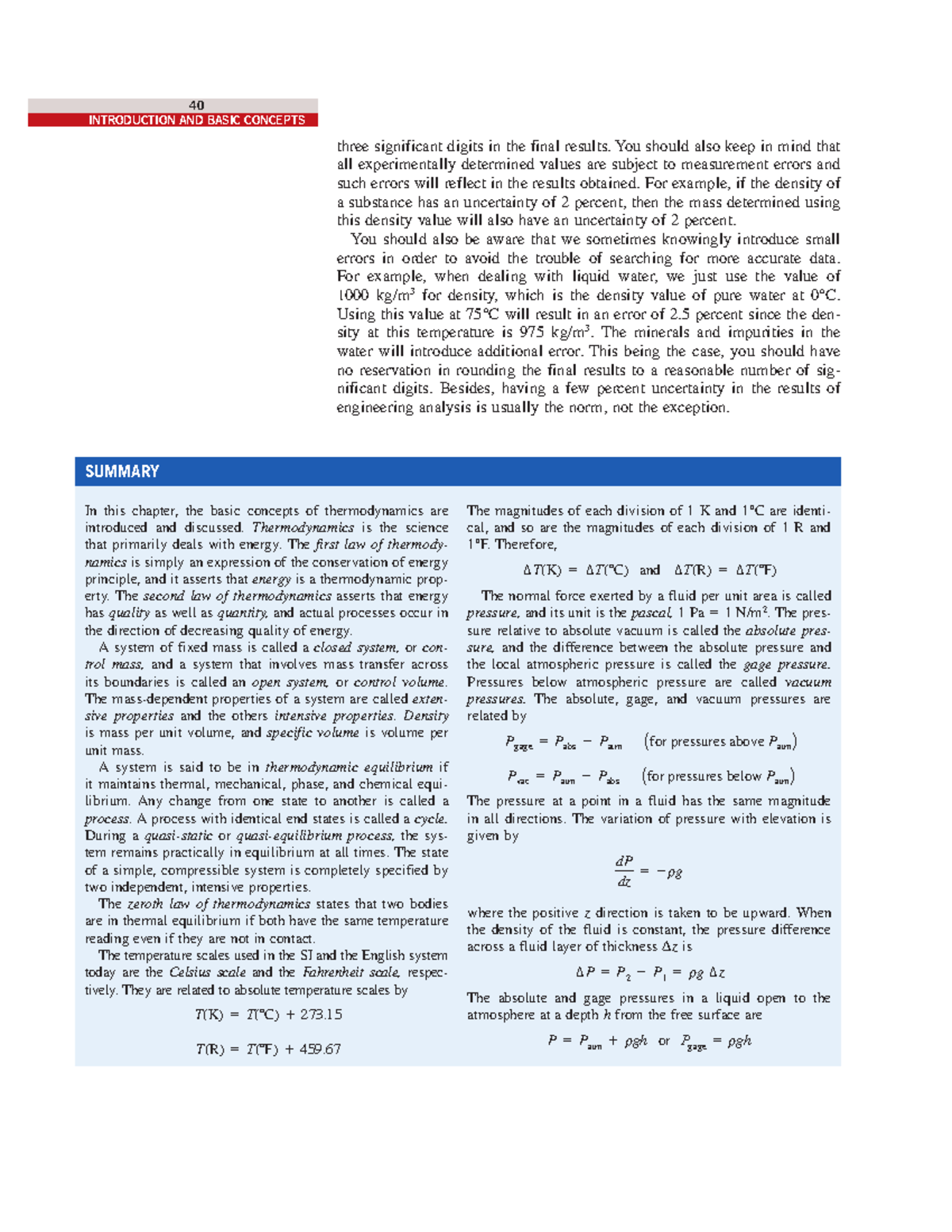 Topic 1 - Summary - donats del professor - 40 INTRODUCTION AND BASIC CONCEPTS three significant ...