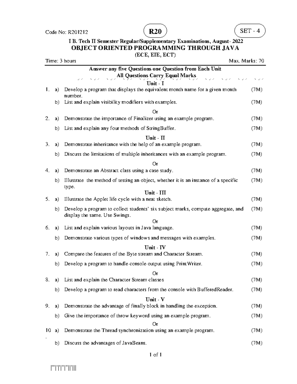 Object Oriented Programming THRO - |'''|'|'|''|''||'||| Code No: R I B. Tech II Semester - Studocu