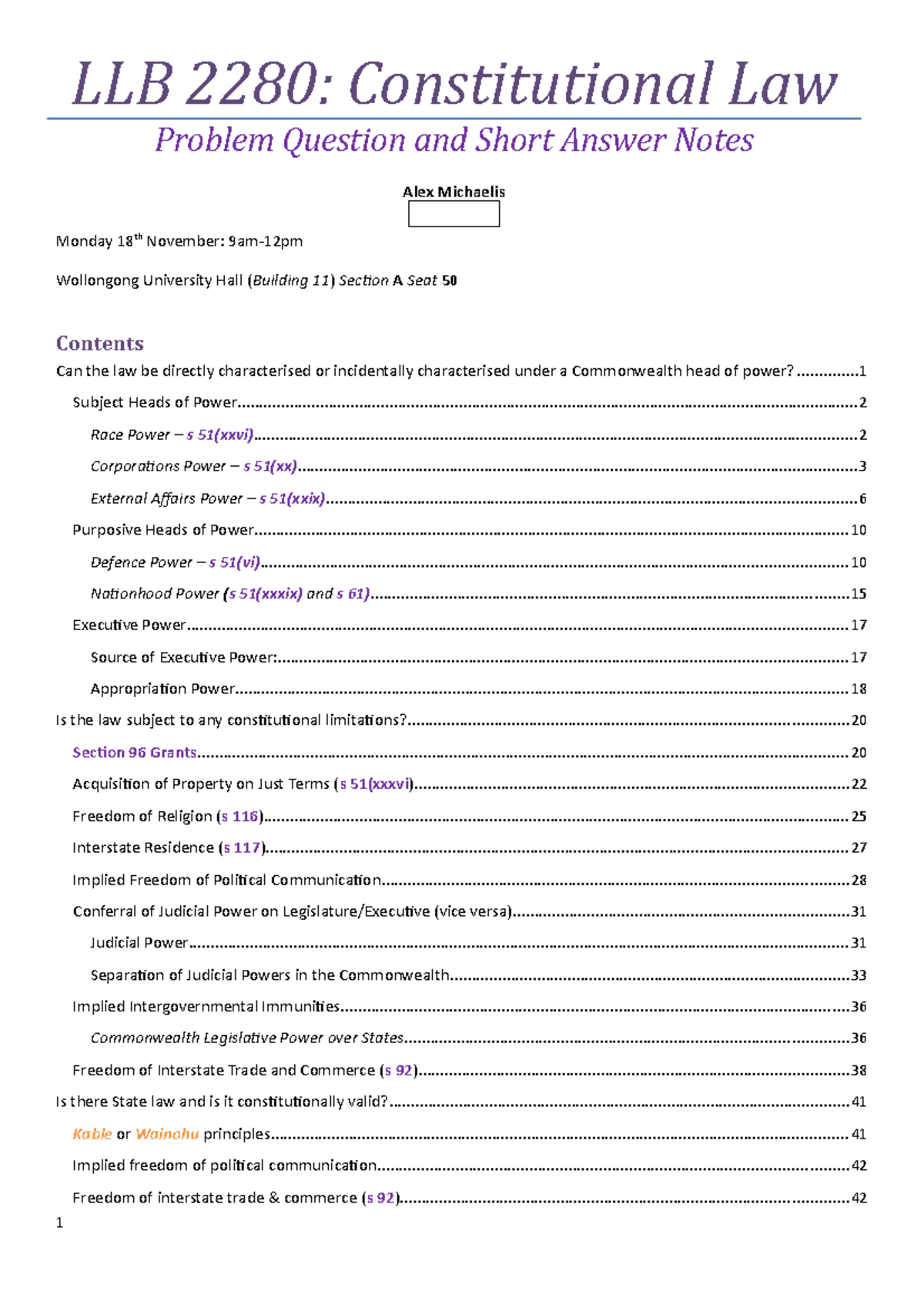 LLB2280 Final Notes - Summary Constitutional Law - LLB 2280 ...