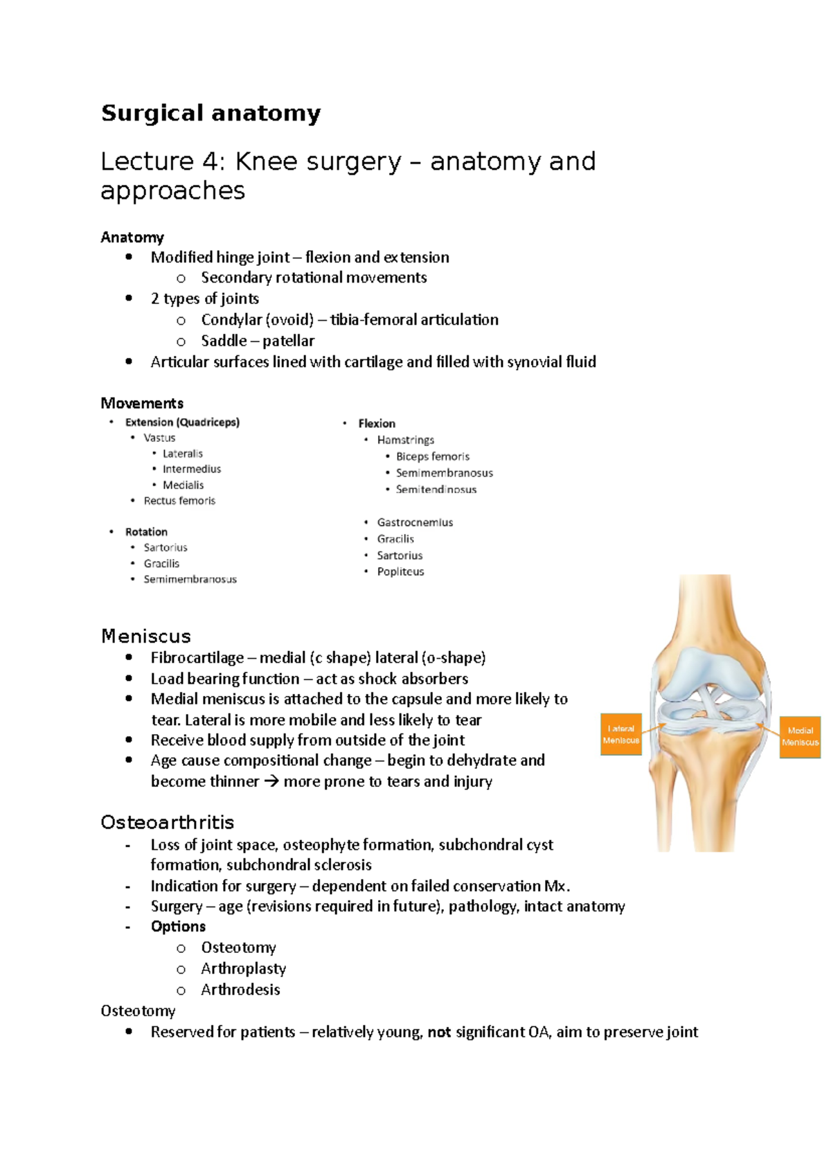 Knee surgery – anatomy and approaches - Surgical anatomy Lecture 4 ...