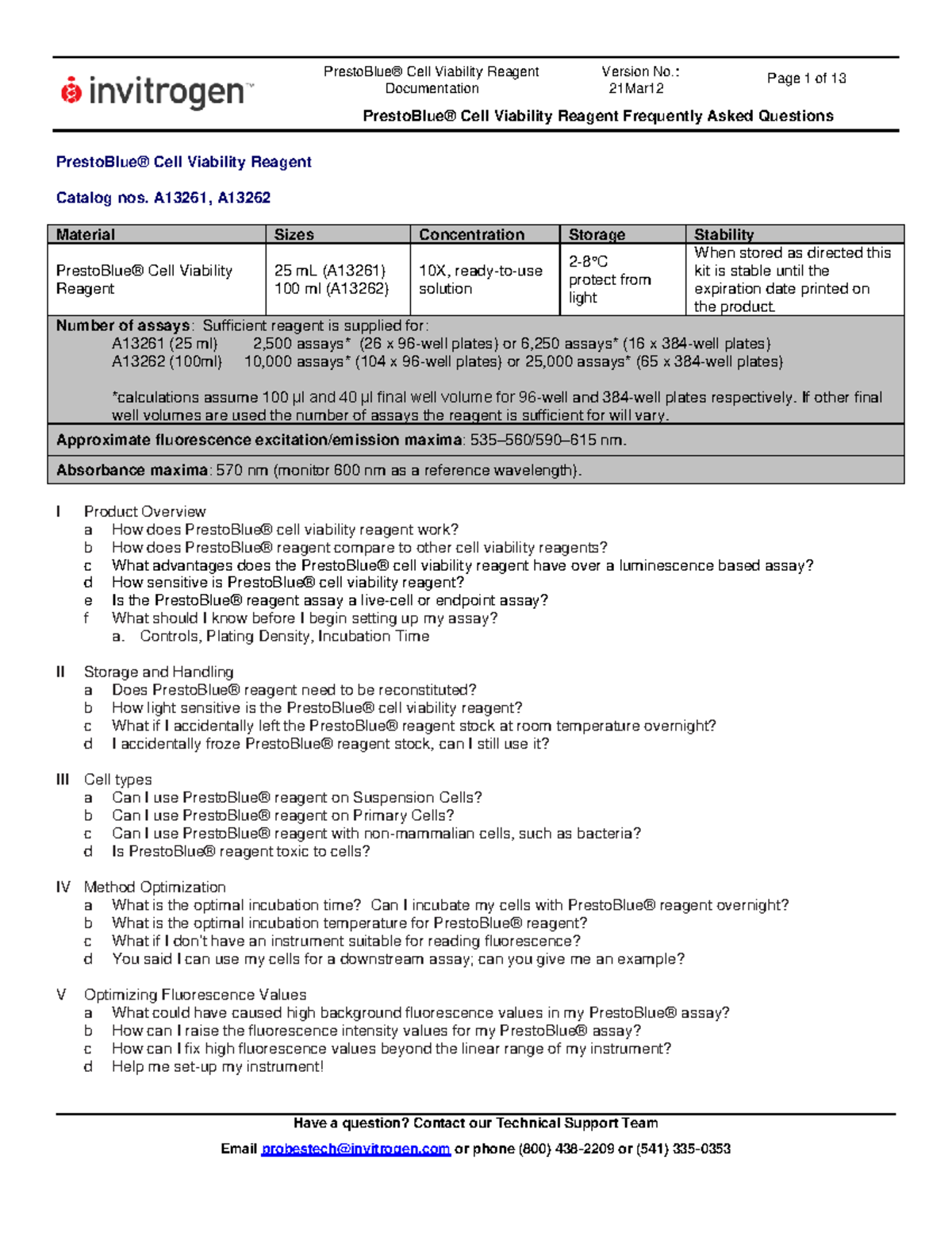 Presto Blue FAQ - ... - Documentation 21Mar Page 1 of 13 PrestoBlue ...