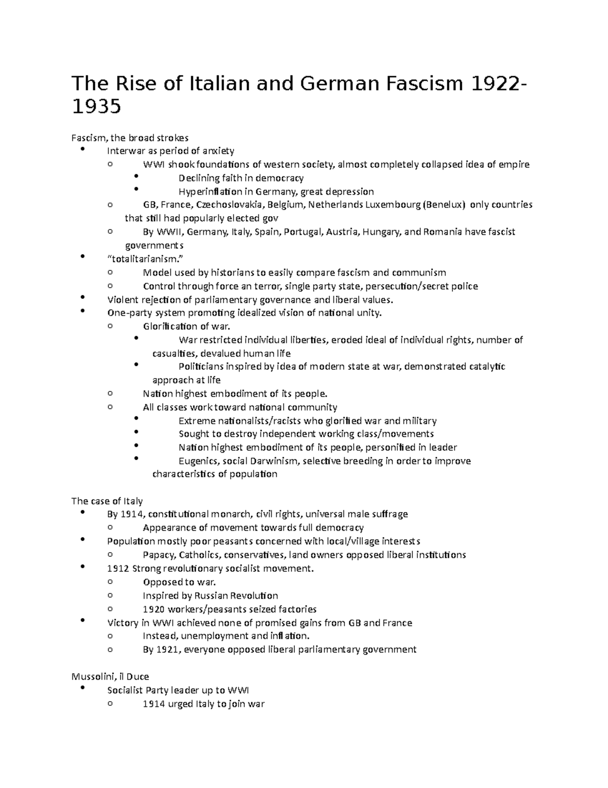 Lecture 13- The Rise of Italian and German Fascism - The Rise of ...