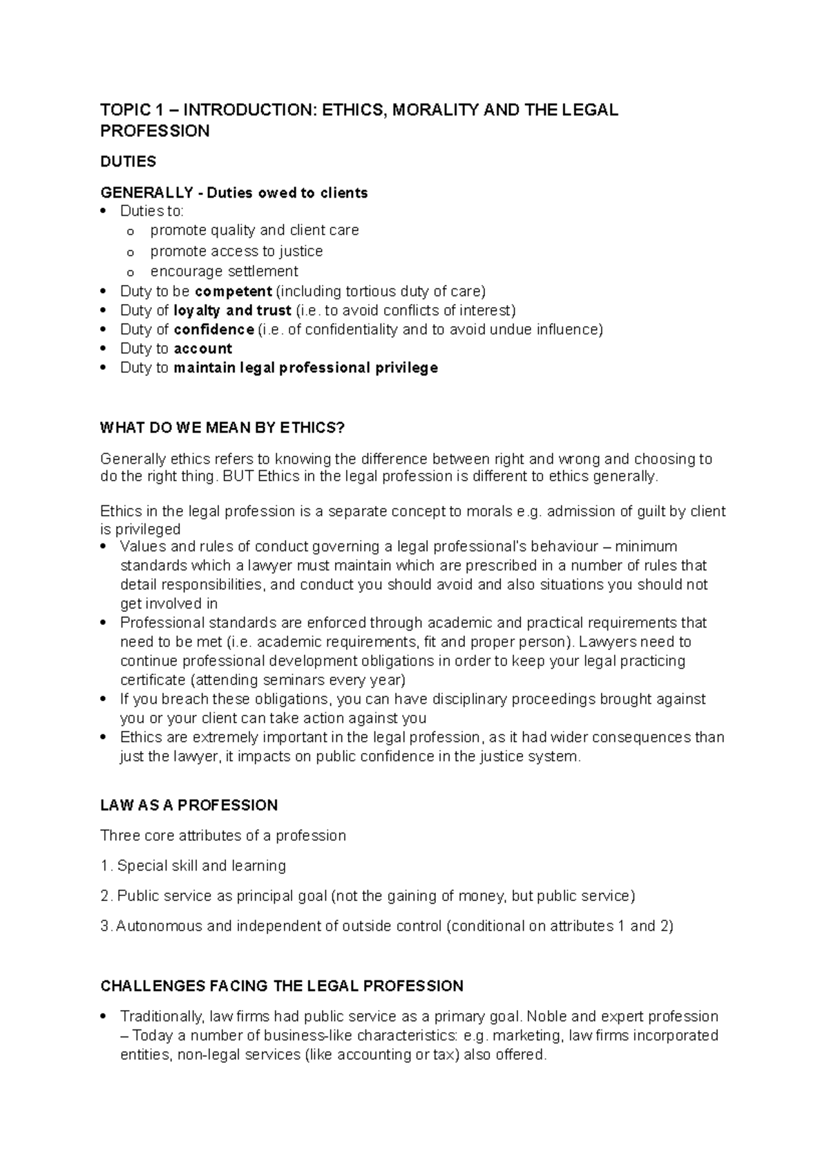 Ethics Topic 1 - TOPIC 1 – INTRODUCTION: ETHICS, MORALITY AND THE LEGAL ...