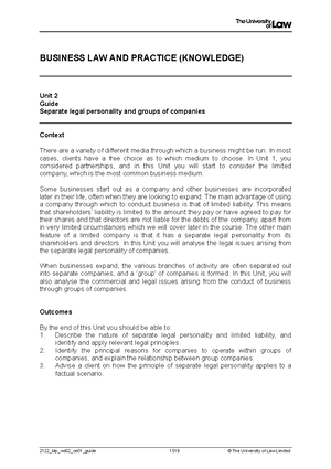 BLP Sample Paper I 2021-22 - LPC:BUSINESS LAW & PRACTICE SAMPLE PAPER I ...