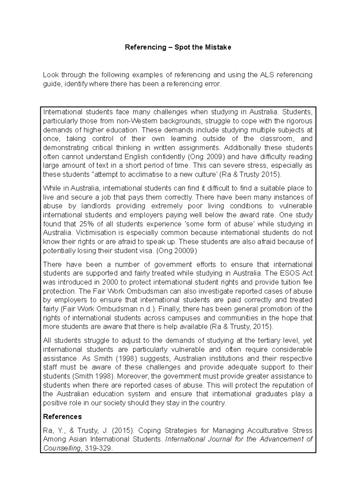 Referencing - Spot the Mistake - Referencing – Spot the Mistake Look ...