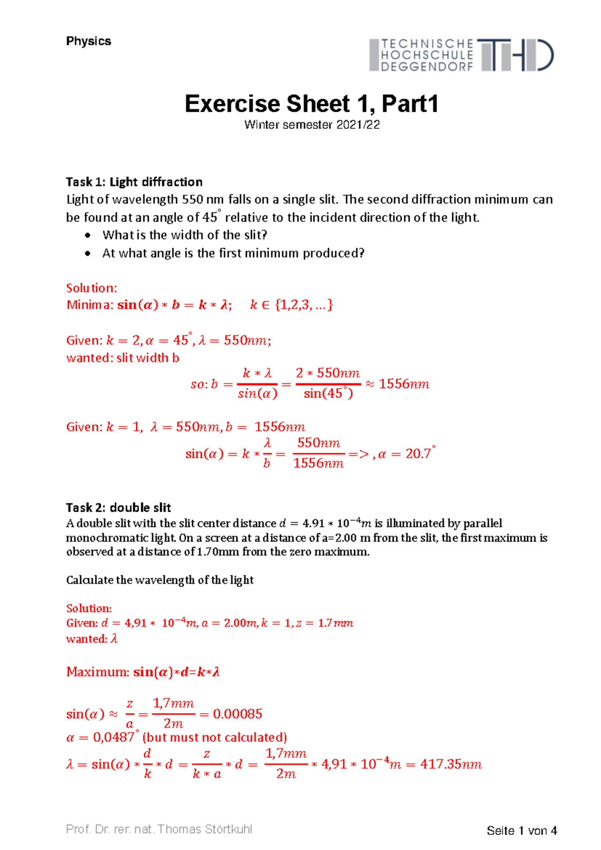 Exercise Sheet 1 solution-part1 - Prof. Dr. rer. nat. Thomas Störtkuhl ...