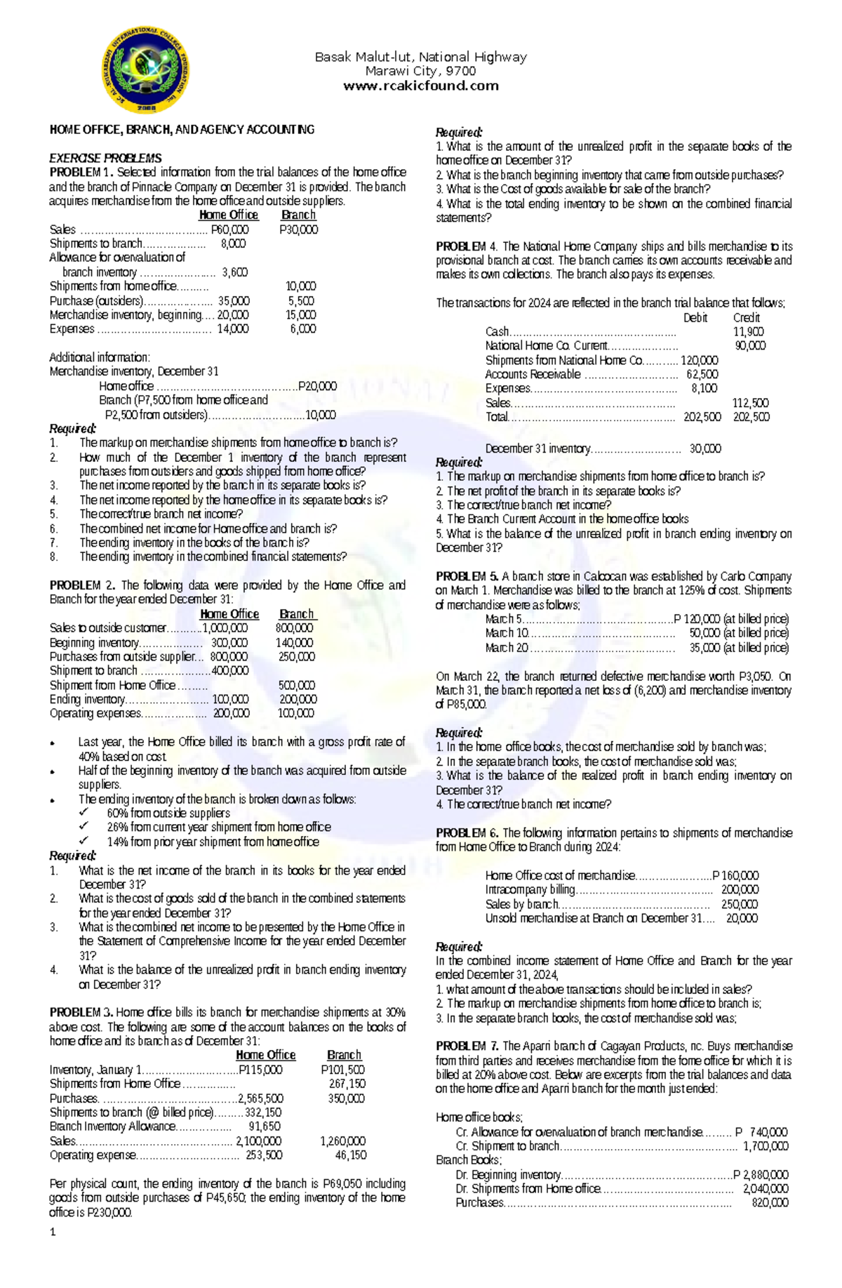 Practice Home Office - 1 Basak Malut-lut, National Highway Marawi City, 9700 rcakicfound HOME ...