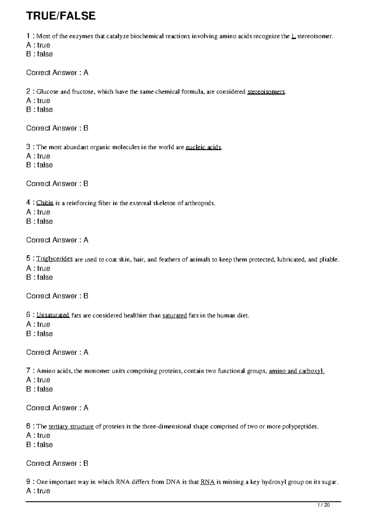 Chapter 03 Biological Molecules The Carbon Compounds of Life - TRUE ...