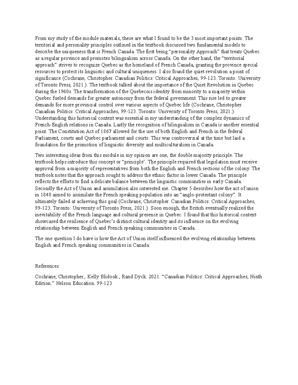 Module 3 reflection - Summary Psychology 120 - From my study of the ...