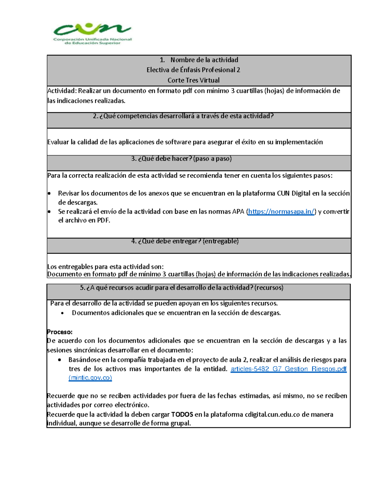 Proyecto de aula tercera entrega - EEP2 - Nombre de la actividad Electiva de Énfasis Profesional ...
