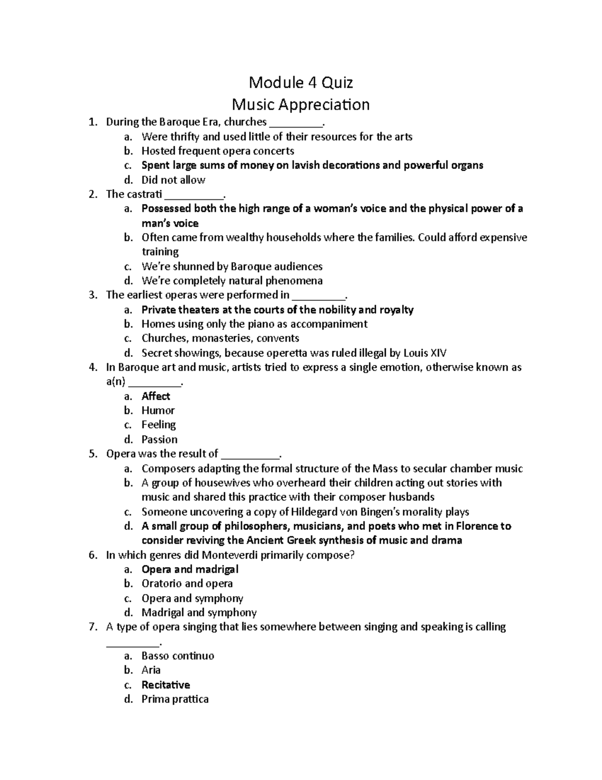 Module 4 quiz - A Practice Quiz - Module 4 Quiz Music Appreciation ...
