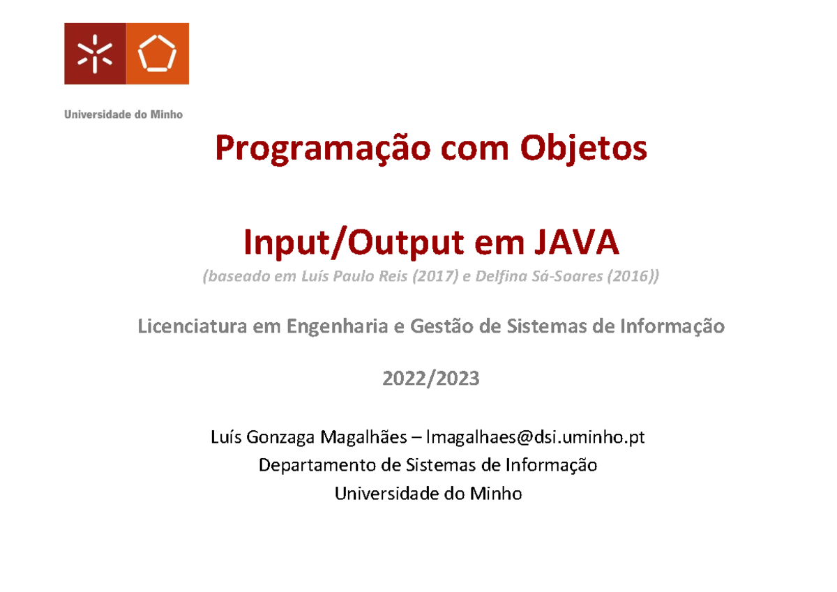 Aula 11 - aula 11 PO - Programação com Objetos Input/Output em JAVA ...