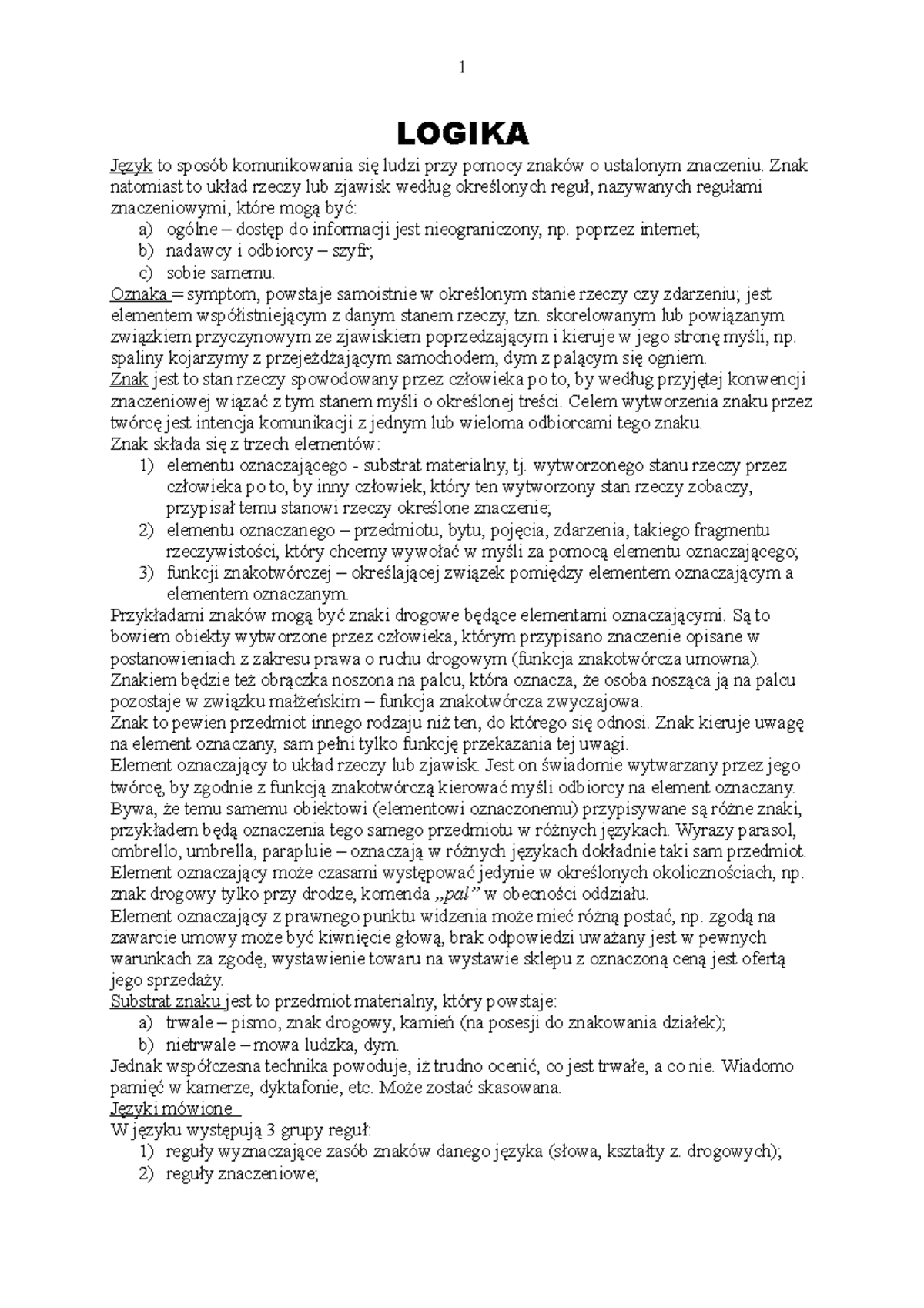 Logika - LOGIKA Język to sposób komunikowania się ludzi przy pomocy ...