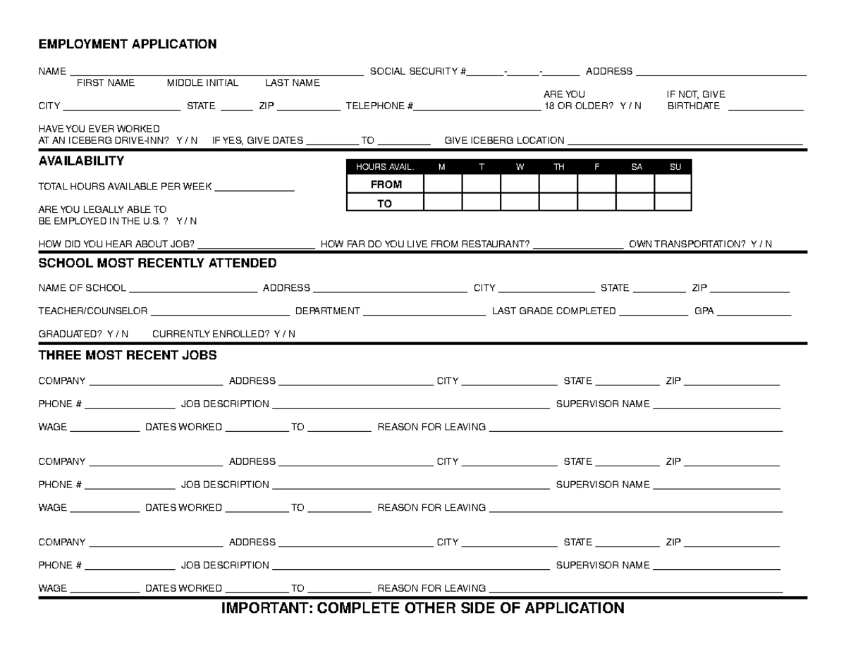 Application Packet 7 22 15 - EMPLOYMENT APPLICATION ####### NAME - Studocu