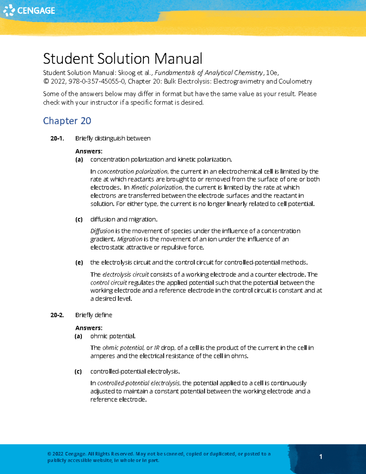 Skoog FAC 10e SSM Ch20 - ppt - Student Solution Manual ####### Student Solution Manual: Skoog et ...
