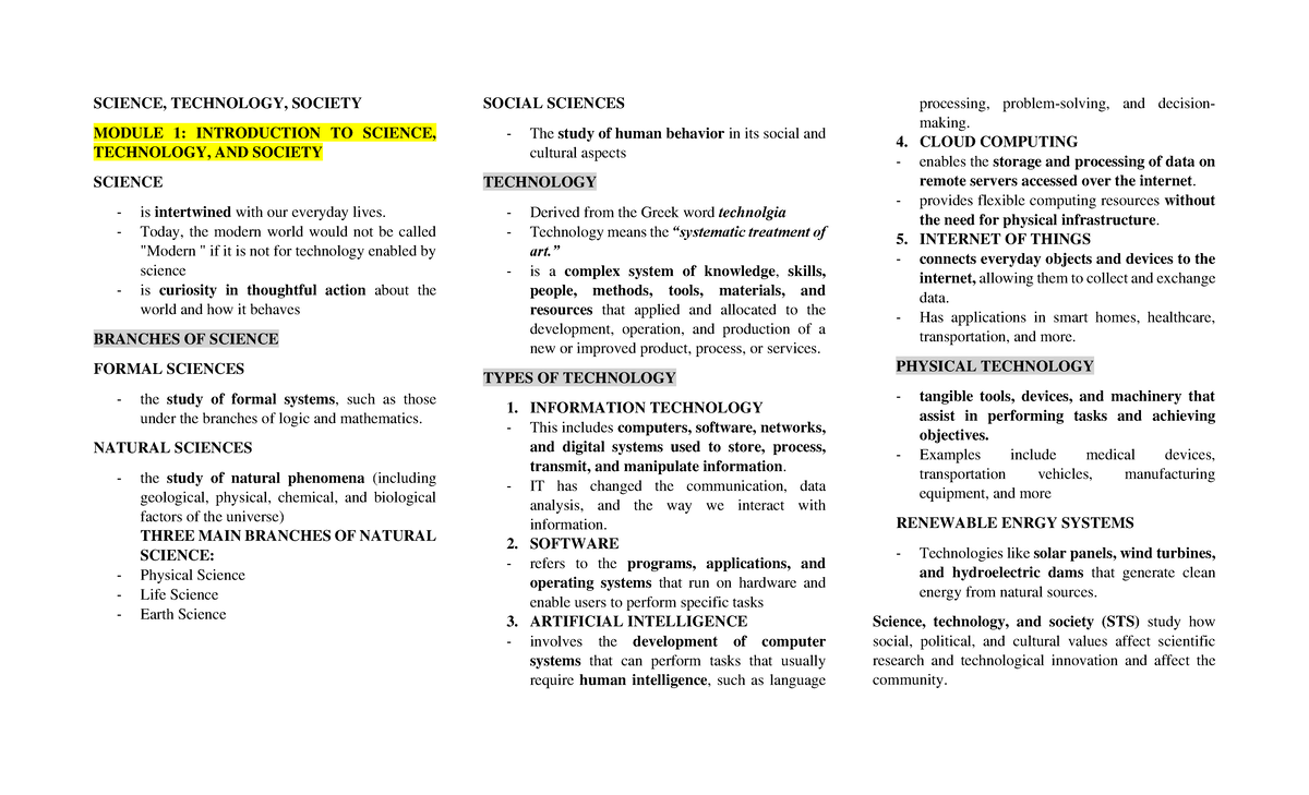 Midetrm STS - hgyfrhvf - SCIENCE, TECHNOLOGY, SOCIETY MODULE 1: INTRODUCTION TO SCIENCE ...