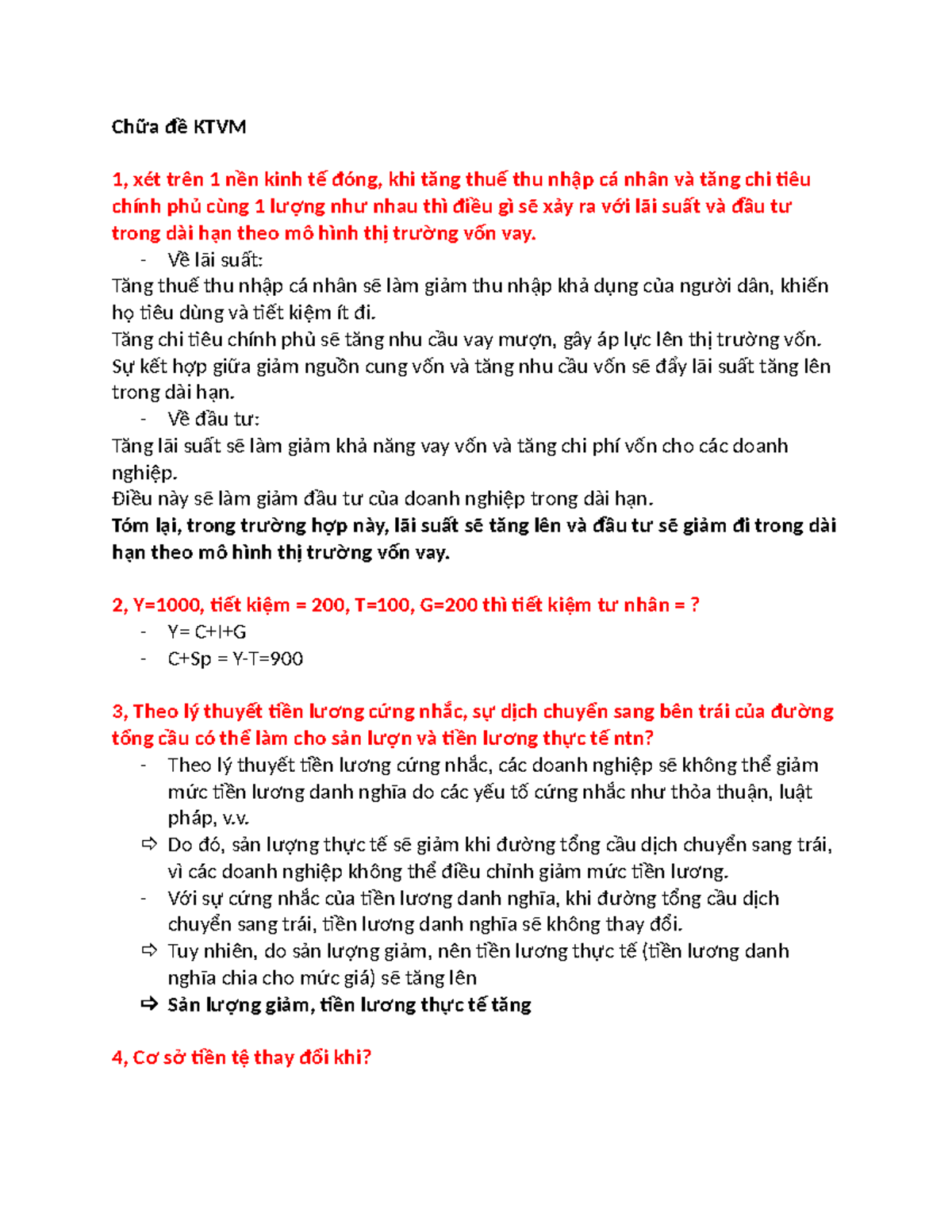 Chữa đề KTVM - Chữa đề KTVM 1, xét trên 1 nền kinh tế đóng, khi tăng thuế thu nhập cá nhân và ...