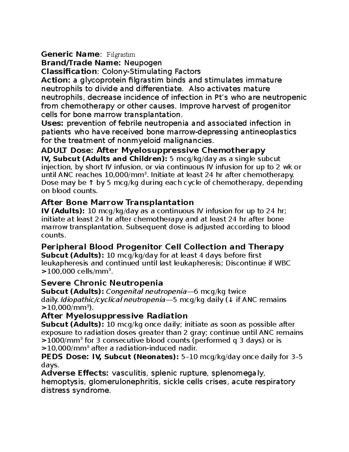 Neupogen drug card for better uderstanding - 511 - Chamberlain ...