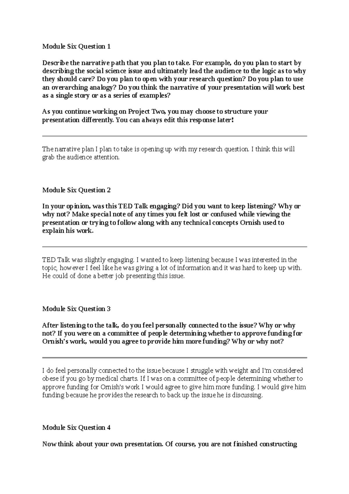 Module 6 Short Response - Module Six Question 1 Describe the narrative ...