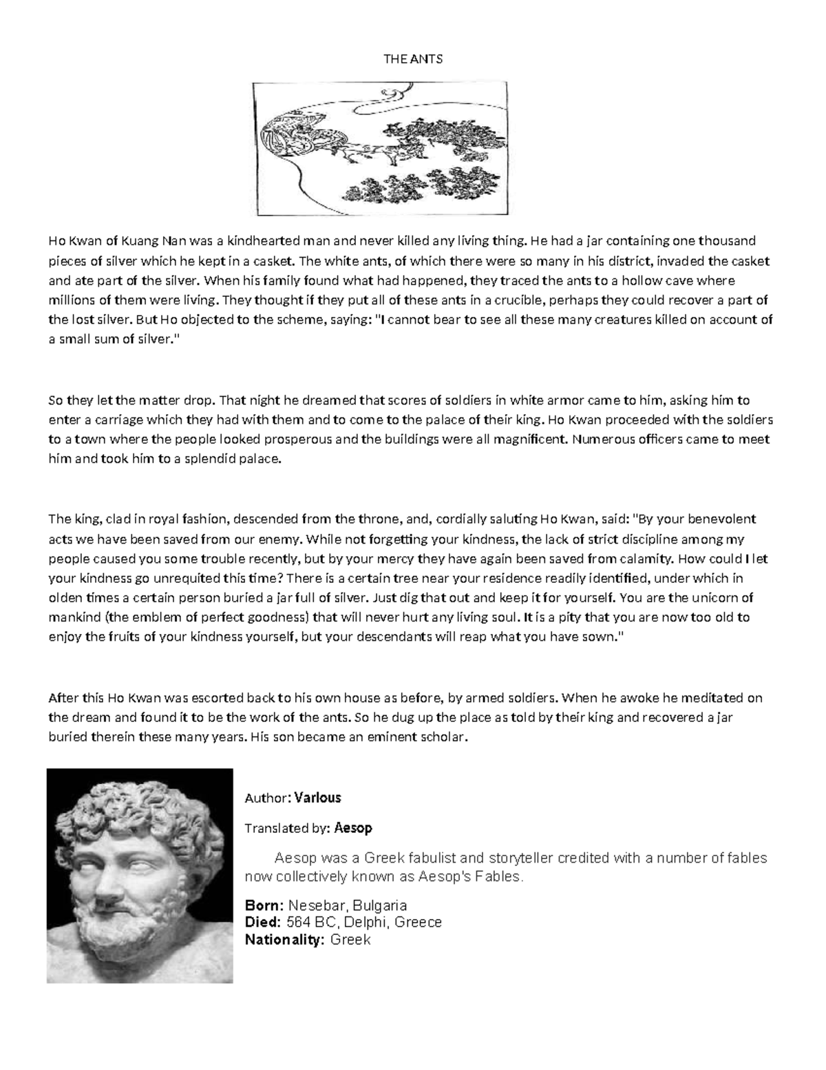 The Ants - NOTE - THE ANTS Ho Kwan of Kuang Nan was a kindhearted man and never killed any ...