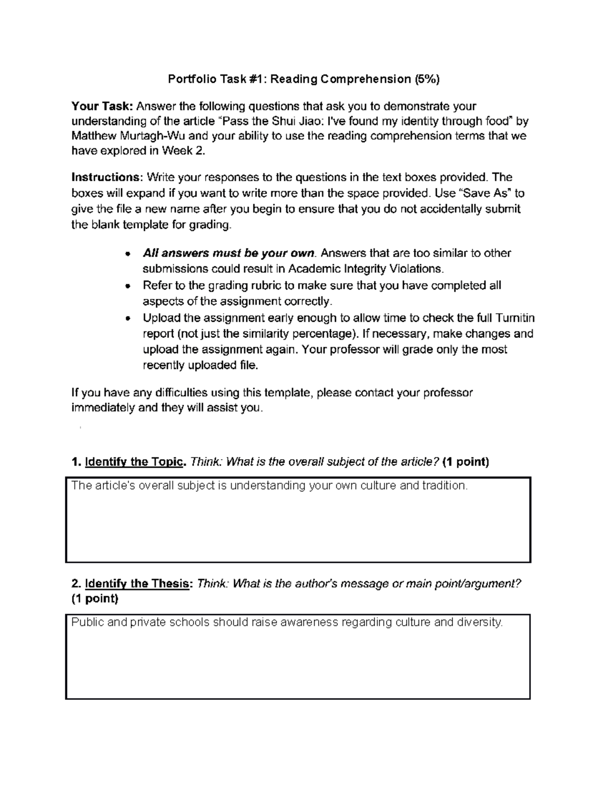 Week 2 - Portfolio Task 1 - Reading Comprehension - F22 - Pictures ...