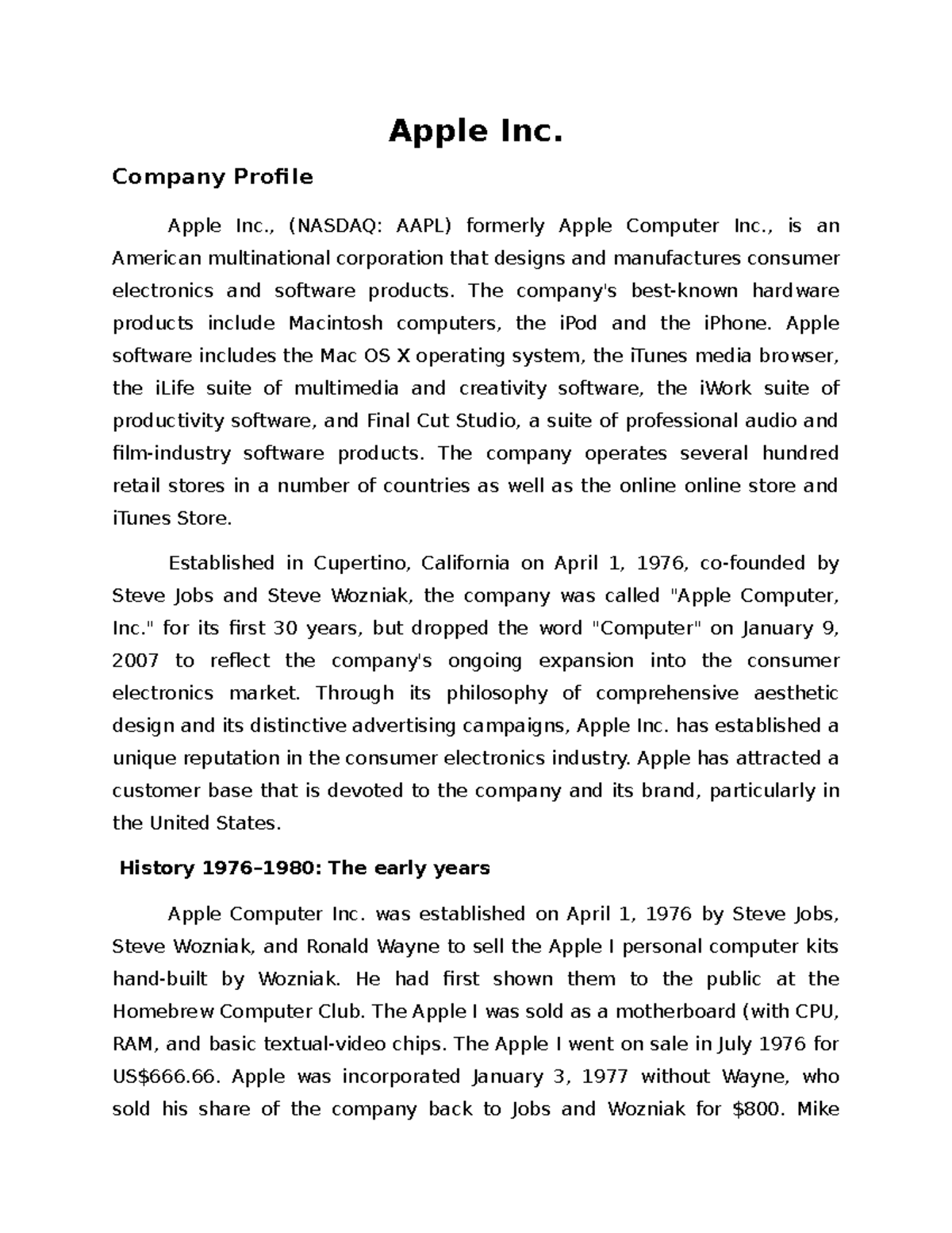 Apple Inc SWOT Analysis - Apple Inc. Company Profile Apple Inc ...