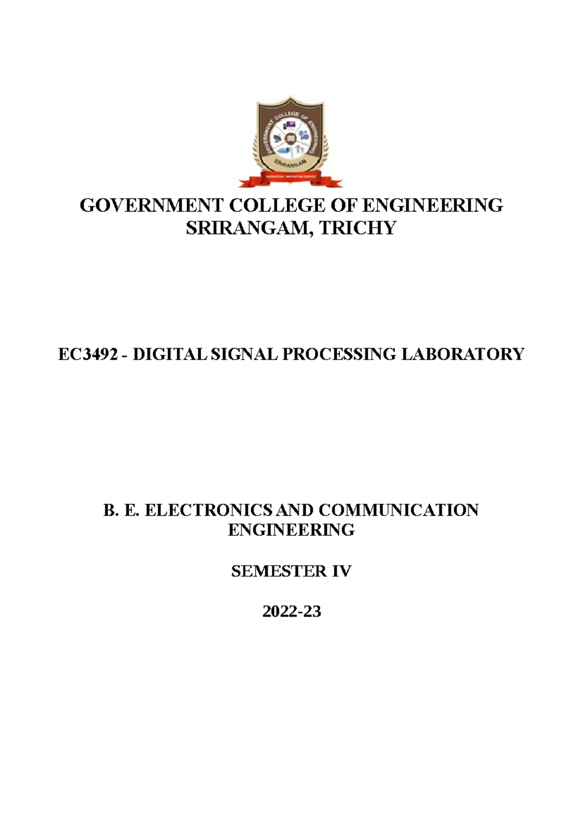 Bonafide&Content Dsplab - GOVERNMENT COLLEGE OF ENGINEERING SRIRANGAM ...