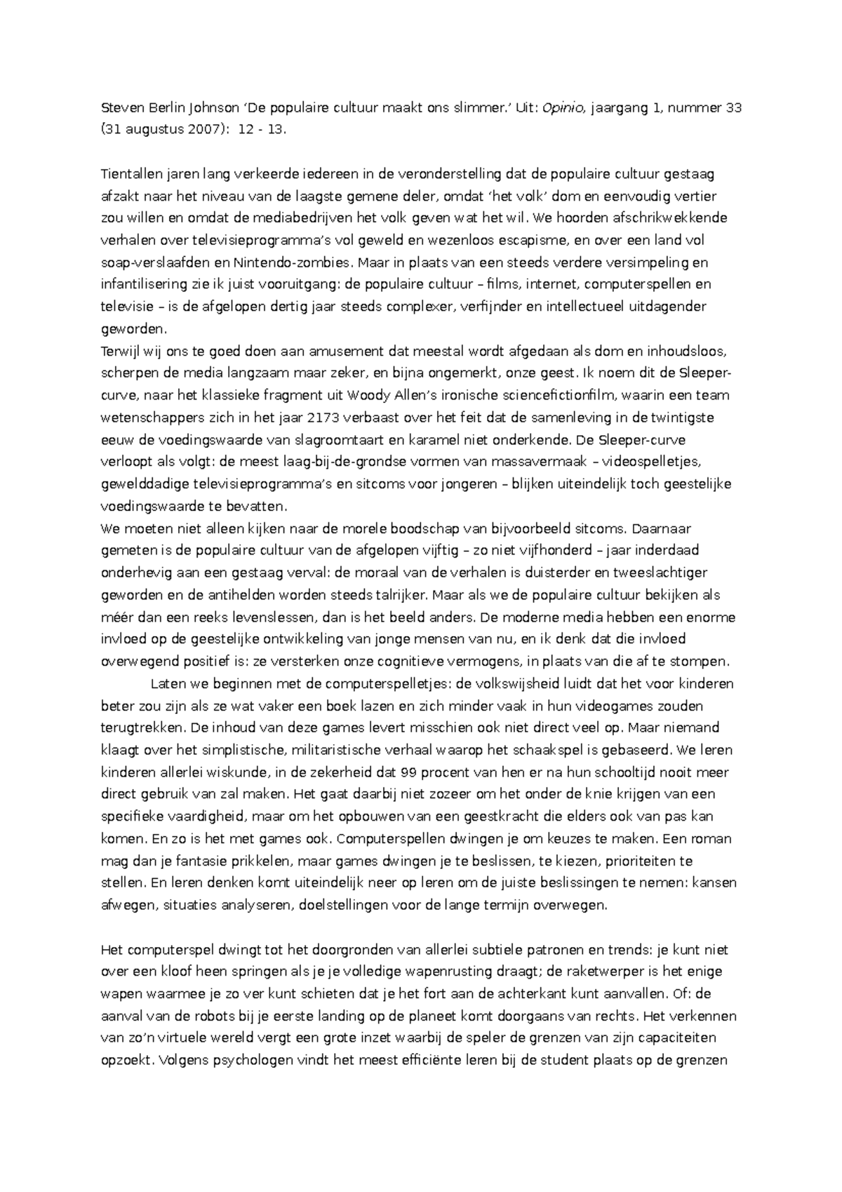 Steven Berlin Johnson opdracht ecg 1 - Steven Berlin Johnson ‘De ...