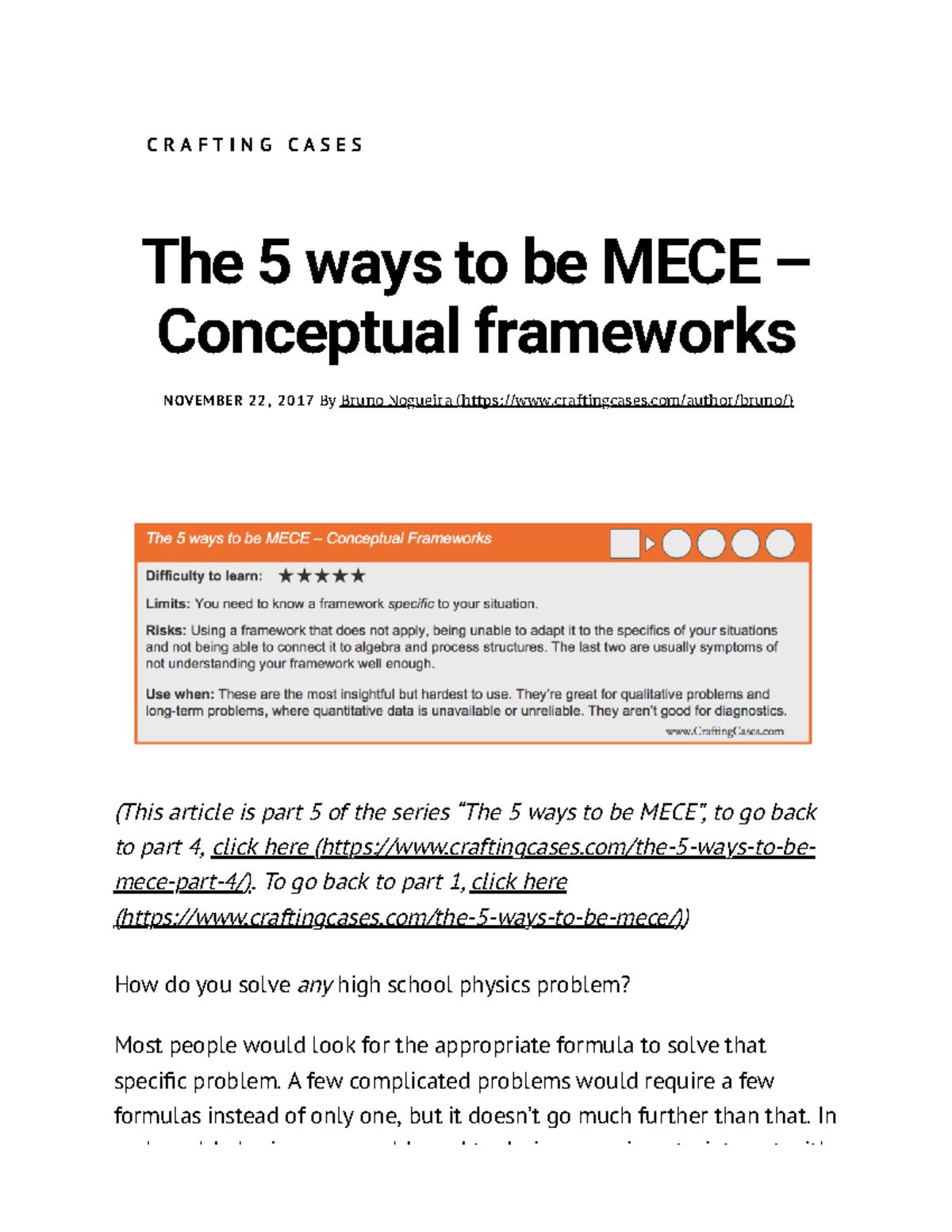 The 5 ways to be MECE - Conceptual frameworks – Crafting Cases - C R A ...
