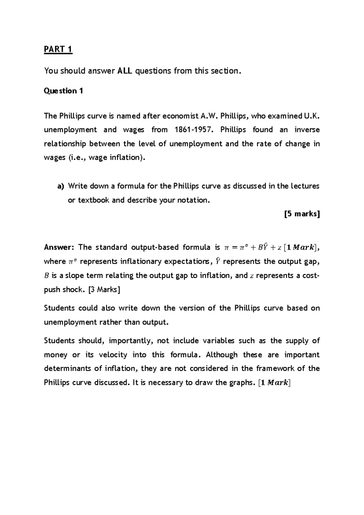 Mock Final Exam Answer Guide - PART 1 You should answer ALL questions from this section ...