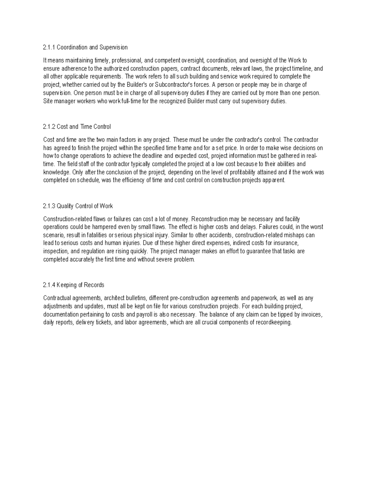 Construction Management - 2.1 Coordination and Supervision It means ...