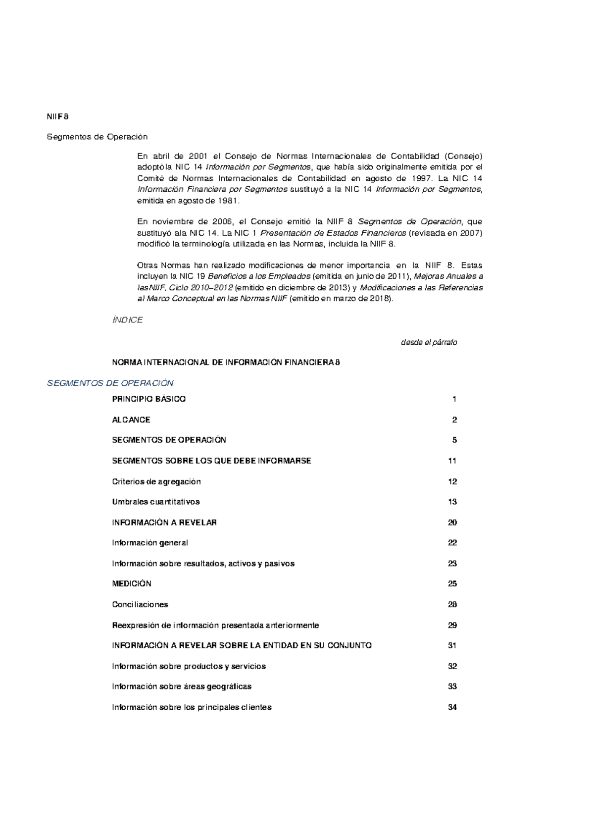 Practica profesional de auditoria - NIIF 8 Segmentos de Operación En ...