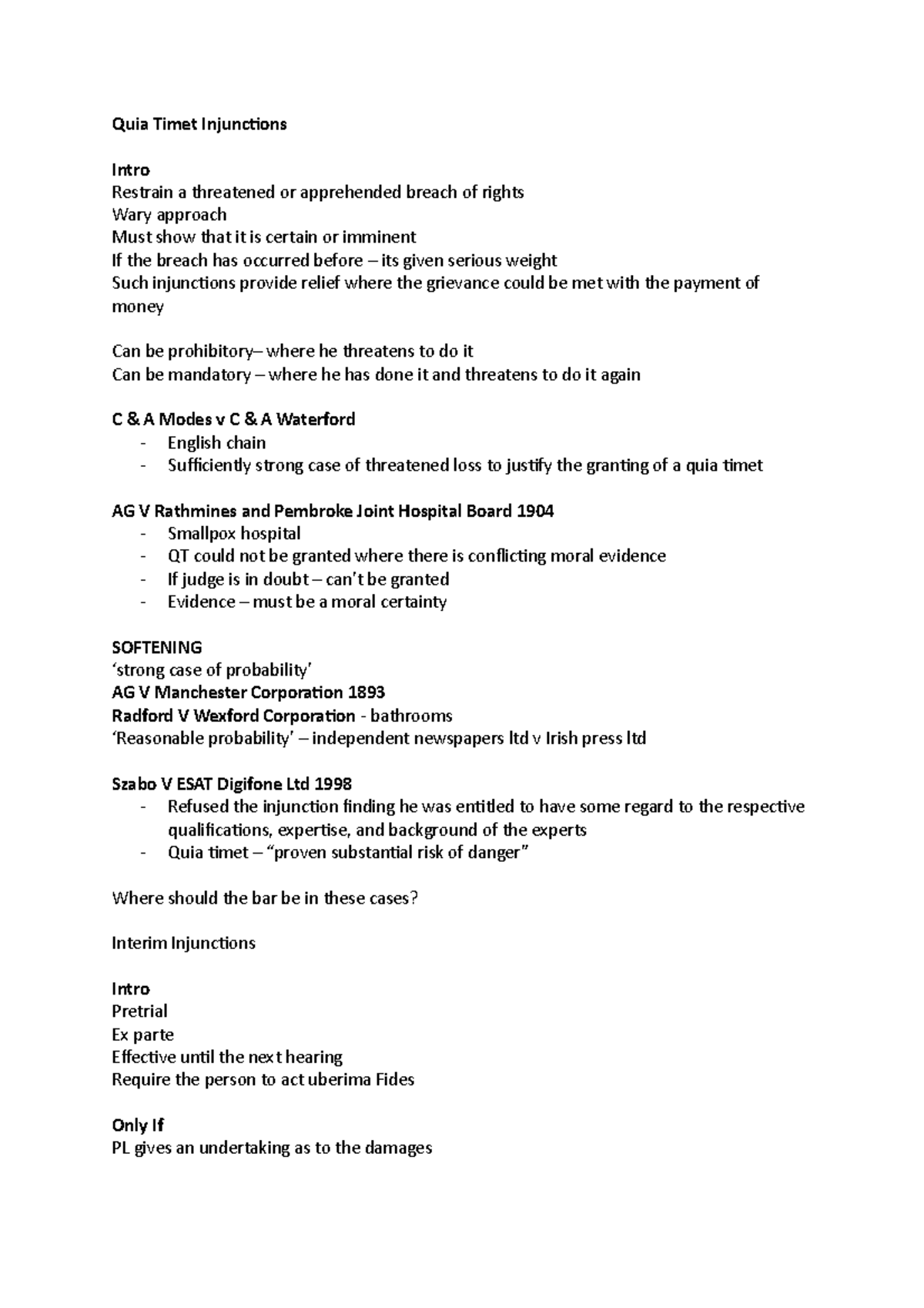 Quia Timet Injunctions - Quia Timet Injunctions Intro Restrain a ...