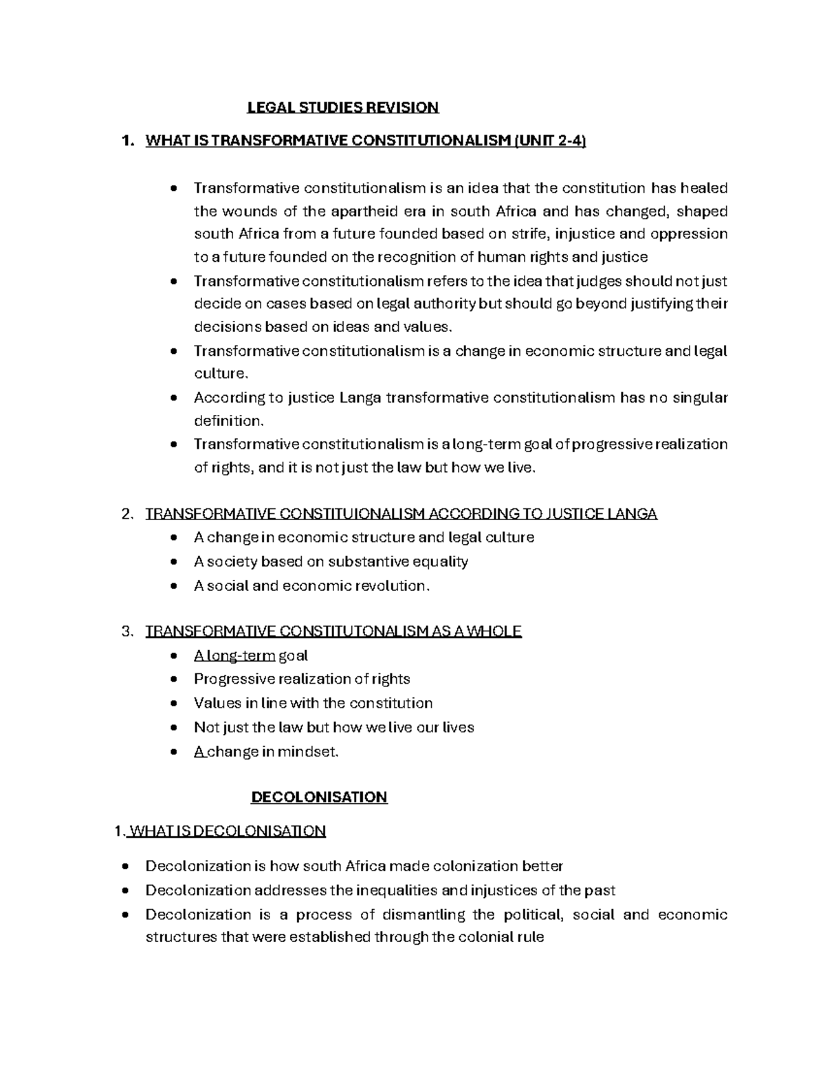 Document - LECTURE NOTES - LEGAL STUDIES REVISION 1. WHAT IS ...