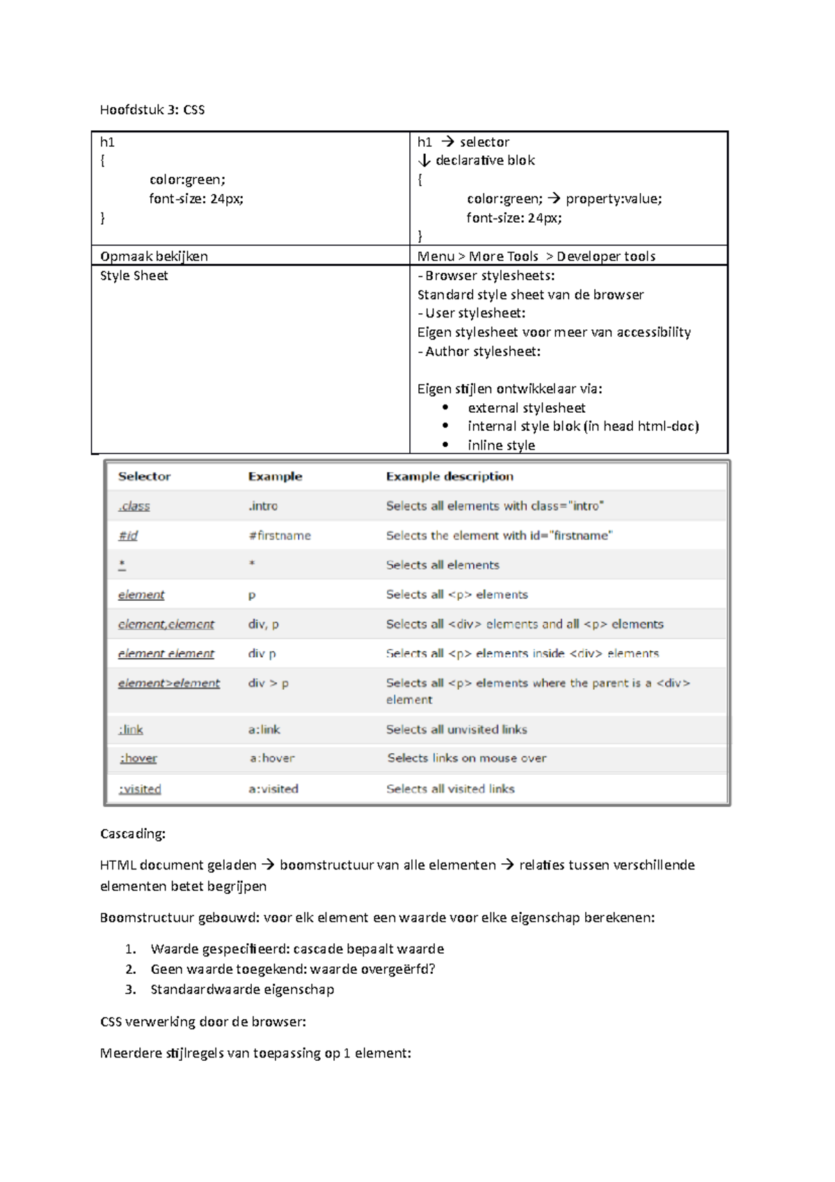 Css - hfstk1 - Hoofdstuk 3: CSS h1 Opmaak bekijken Style Sheet h1 ...