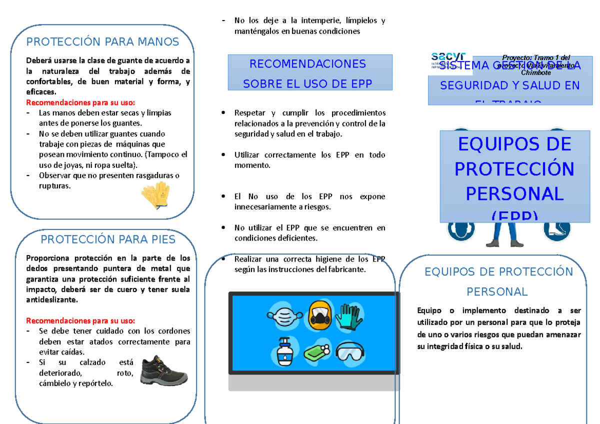Triptico DE EPP - Información acerca de los equipos de protección personal - PROTECCIÓN PARA ...