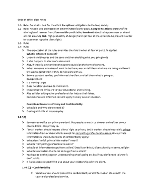 Test notes from code of ethics - Code Of Ethics List from class what we ...