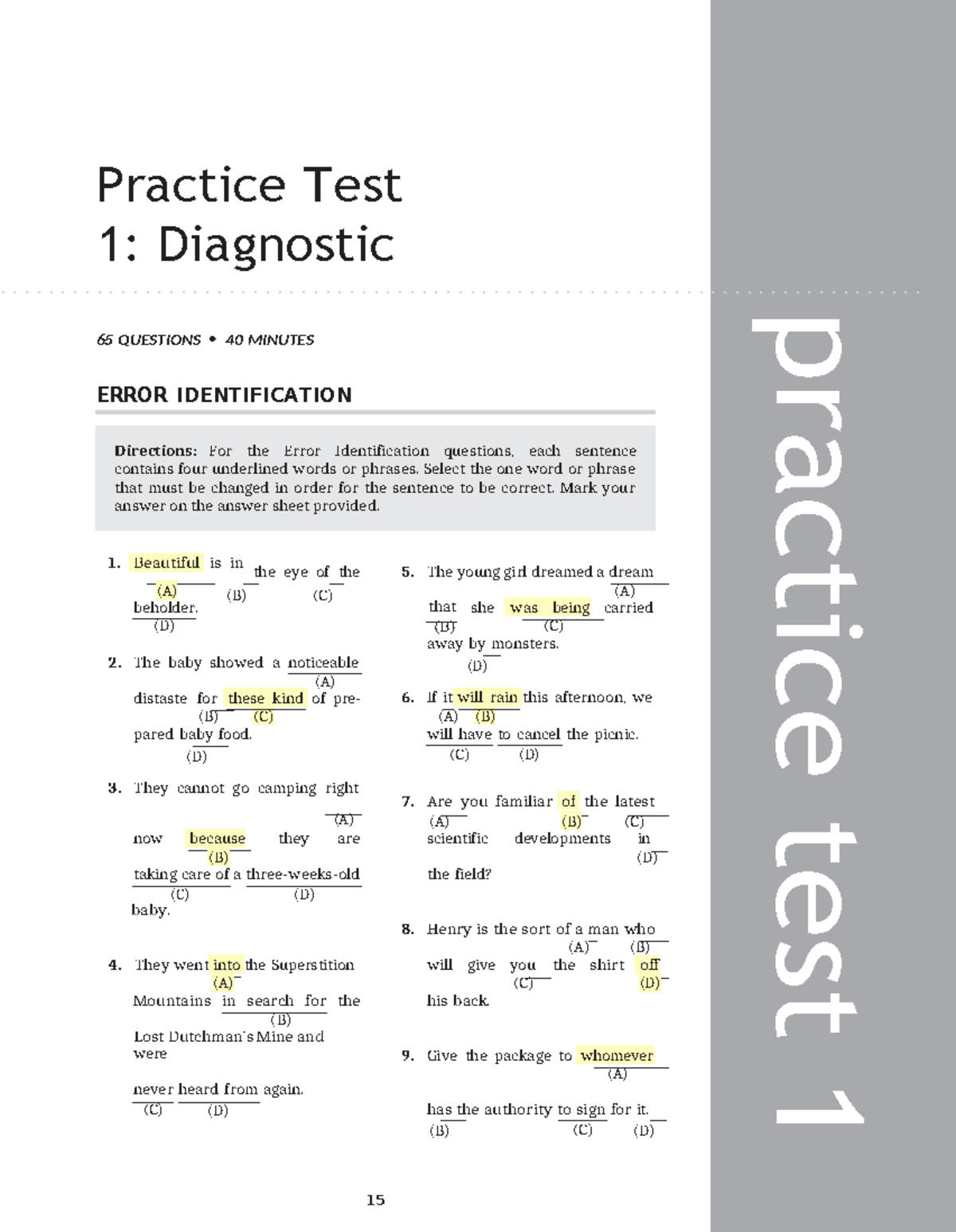 English grammar diagnostic test with answerspdf - Directions: For the ...