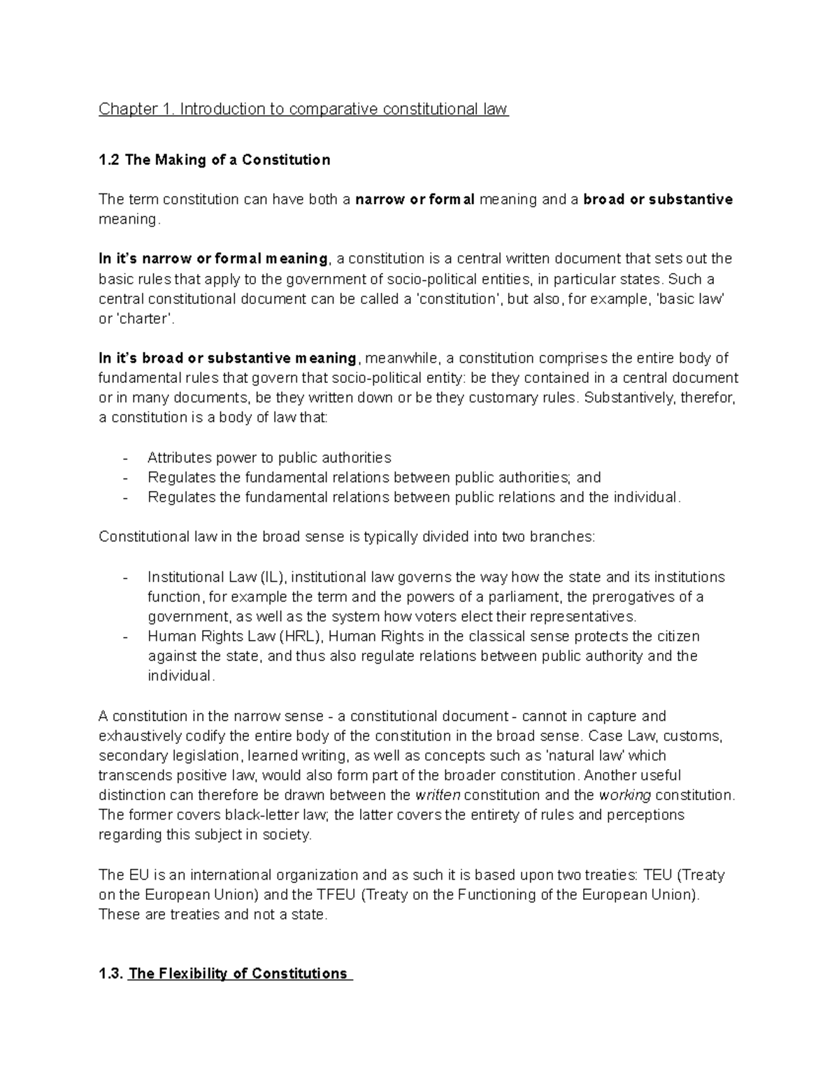 Summary constitutional law chap 1 and 2 - Chapter 1. Introduction to ...