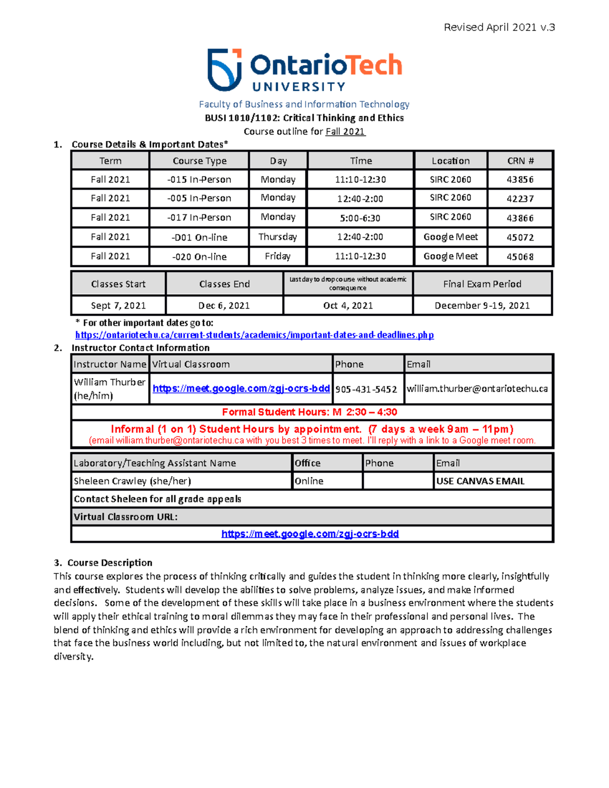 Course Guide BUSI 1010 Fall 2021 v2 - Faculty of Business and ...
