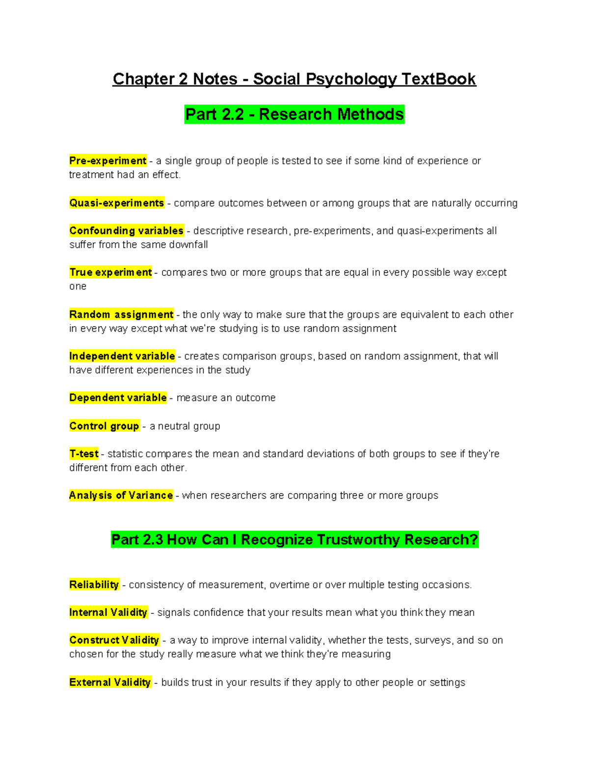 Chapter 2 2.2 2.3 Notes - Social Psychology Text Book - Chapter 2 Notes ...