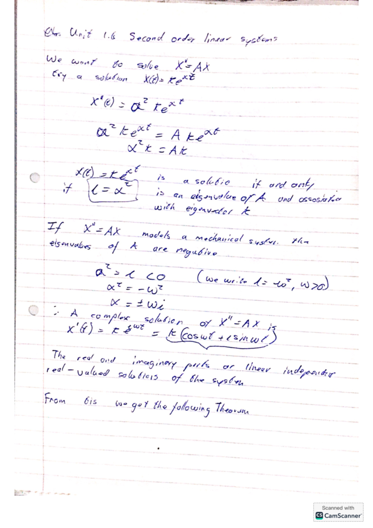 Unit 14 Second Order Linear Systems Etas Unit 1 Second Order Linear Systems We Want To Solve