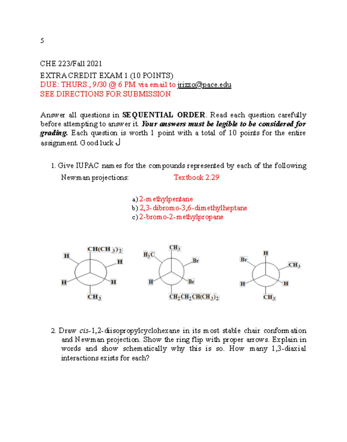 Answer KEY Organic Chemistry .pdf - 5 CHE 223/Fall 2021 EXTRA CREDIT ...