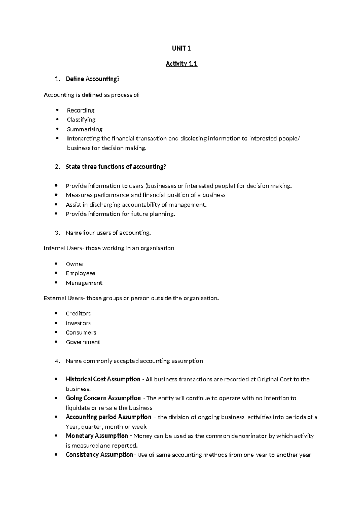 Activity 1.1 Financial accounting 1 - UNIT 1 Activity 1. Define ...