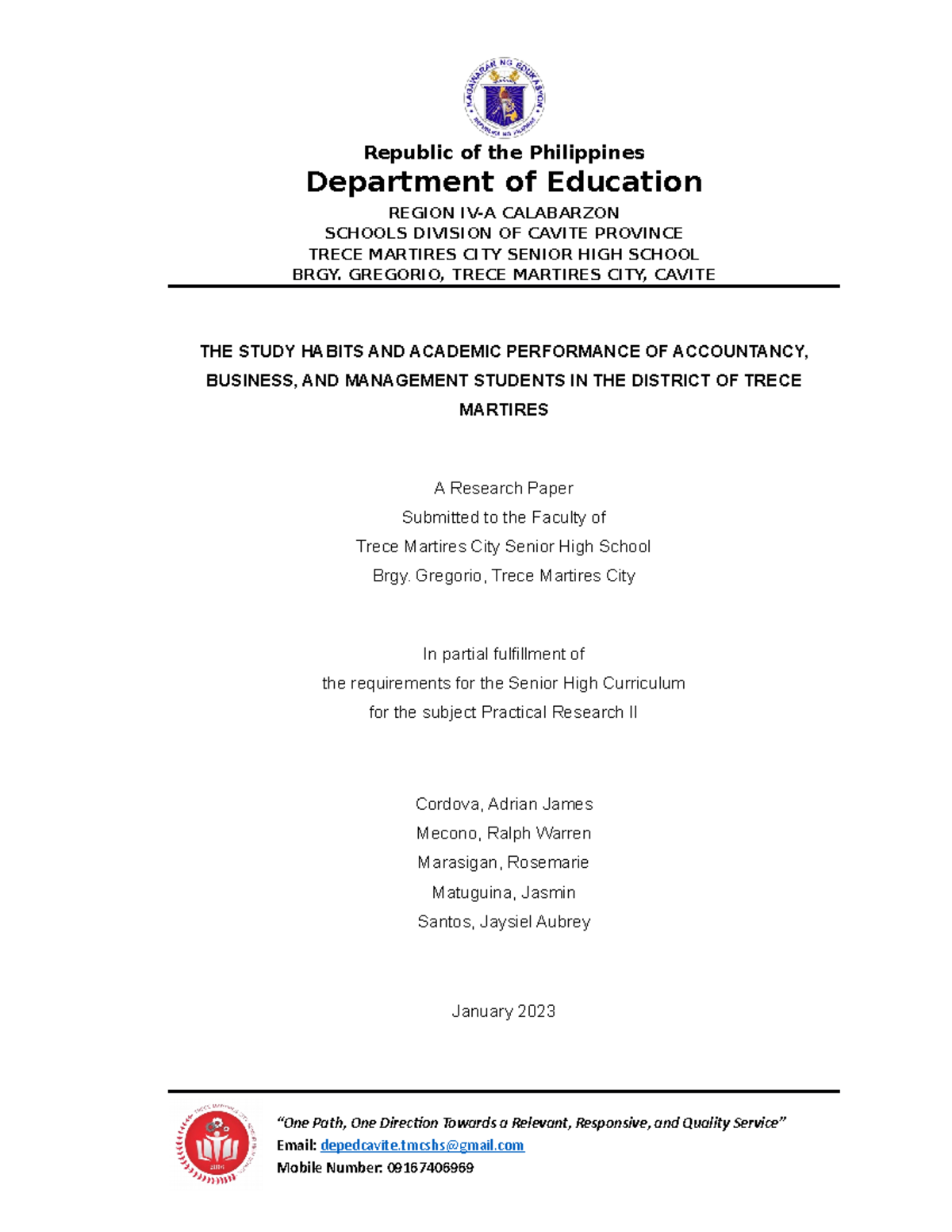 PR2 Group 5 - Final - Republic of the Philippines Department of ...