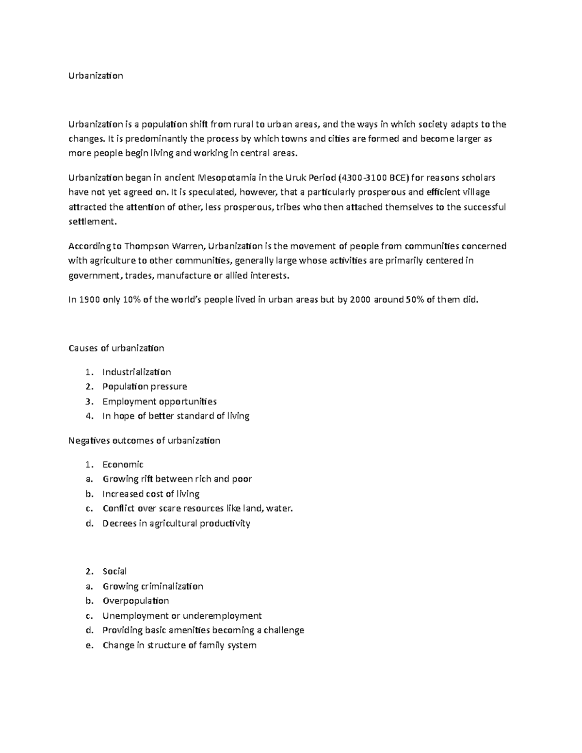 Urbanization - study - Urbanization Urbanization is a population shift ...