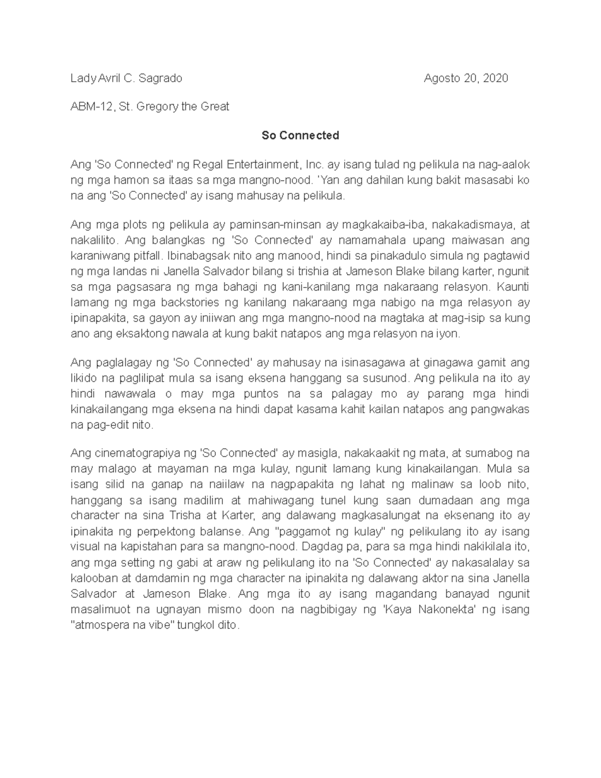 Gawain-1 filipino assignment - Lady Avril C. Sagrado Agosto 20, 2020 ...