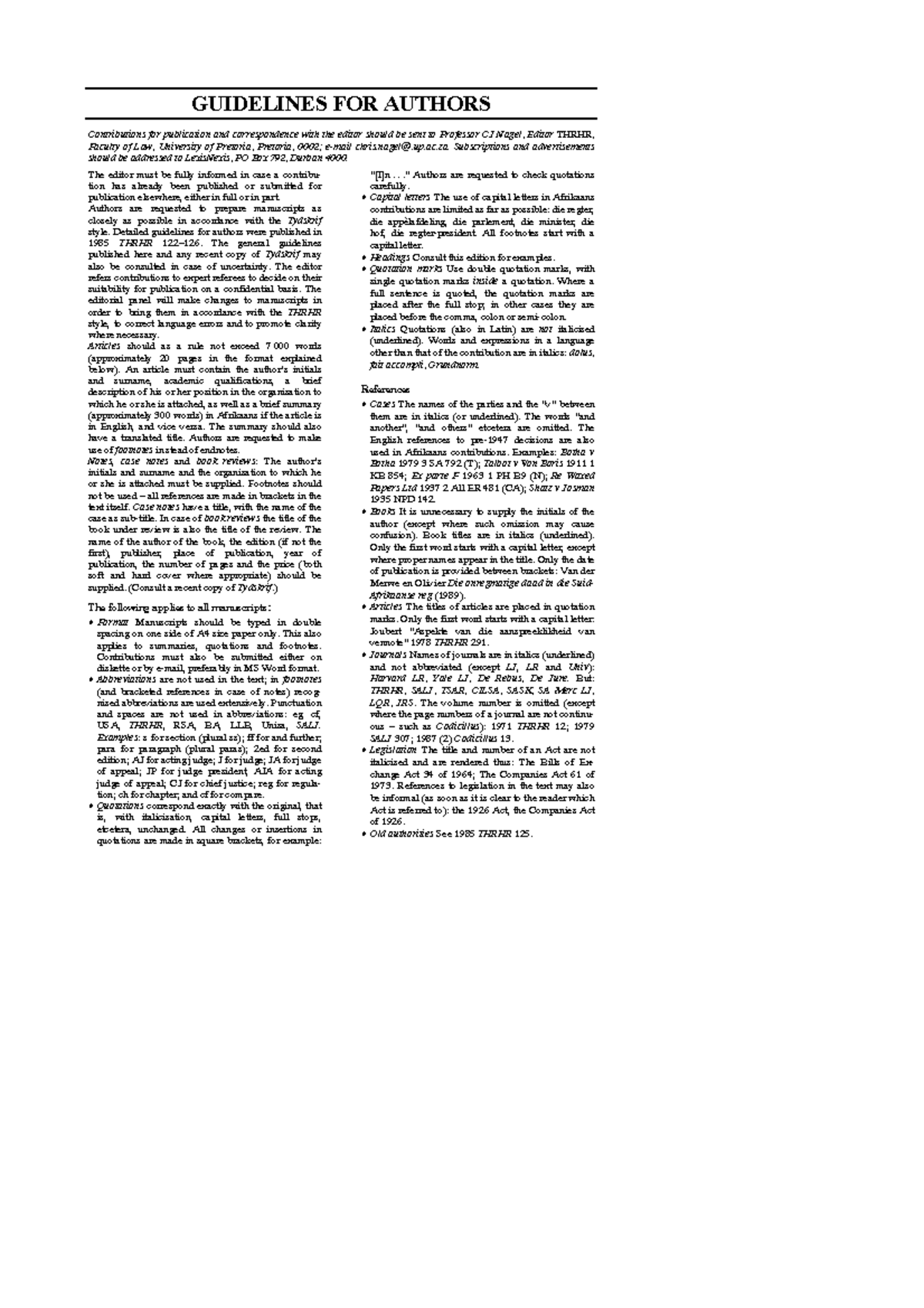 Referencing style guide when deciding to make use of footnotes (2 ...