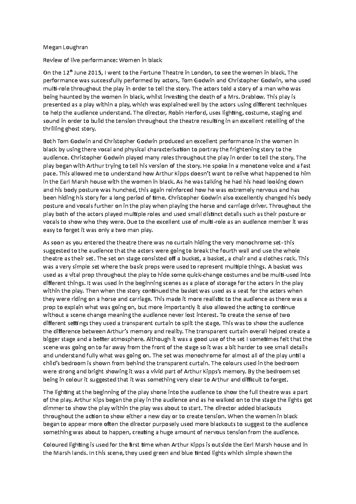 Women in black - Grade: B - Megan Loughran Review of live performance ...