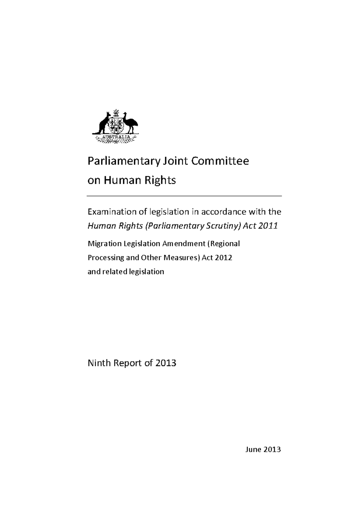 Pjchr committee consideration - Parliamentary Joint Committee on Human ...